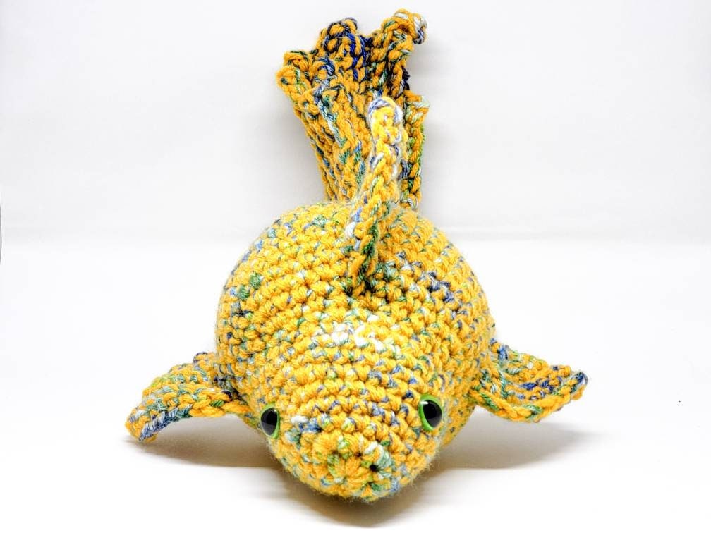 Large Angel Fish Plush Crochet Toy Amigurumi Blue and Gray Stuffed ...