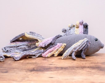 Large Angel Fish Plush Crochet Toy Amigurumi Blue and Gray | Etsy