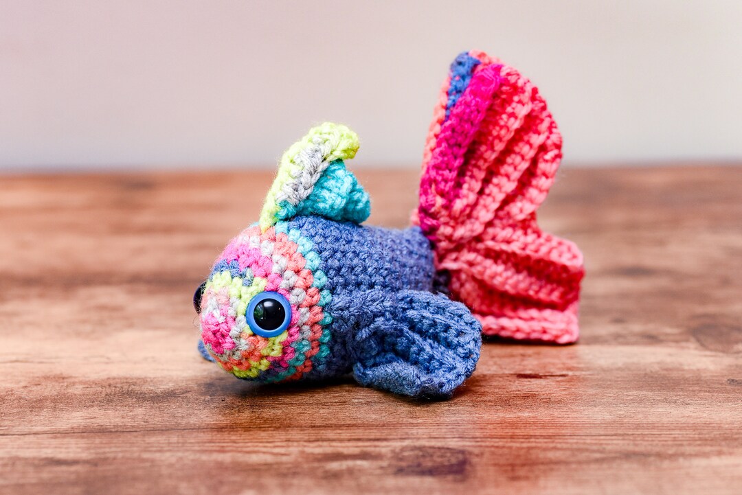 Large Angel Fish Plush Crochet Toy Amigurumi Blue and Gray - Etsy