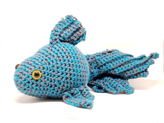 Large Angel Fish Plush Crochet Toy Amigurumi Blue and Gray - Etsy