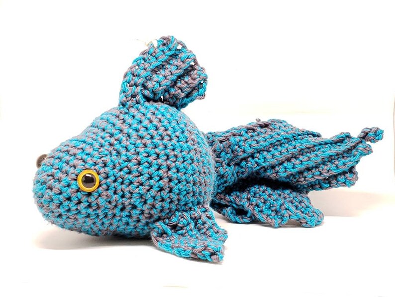 Large Angel Fish Plush Crochet Toy Amigurumi Blue and Gray | Etsy
