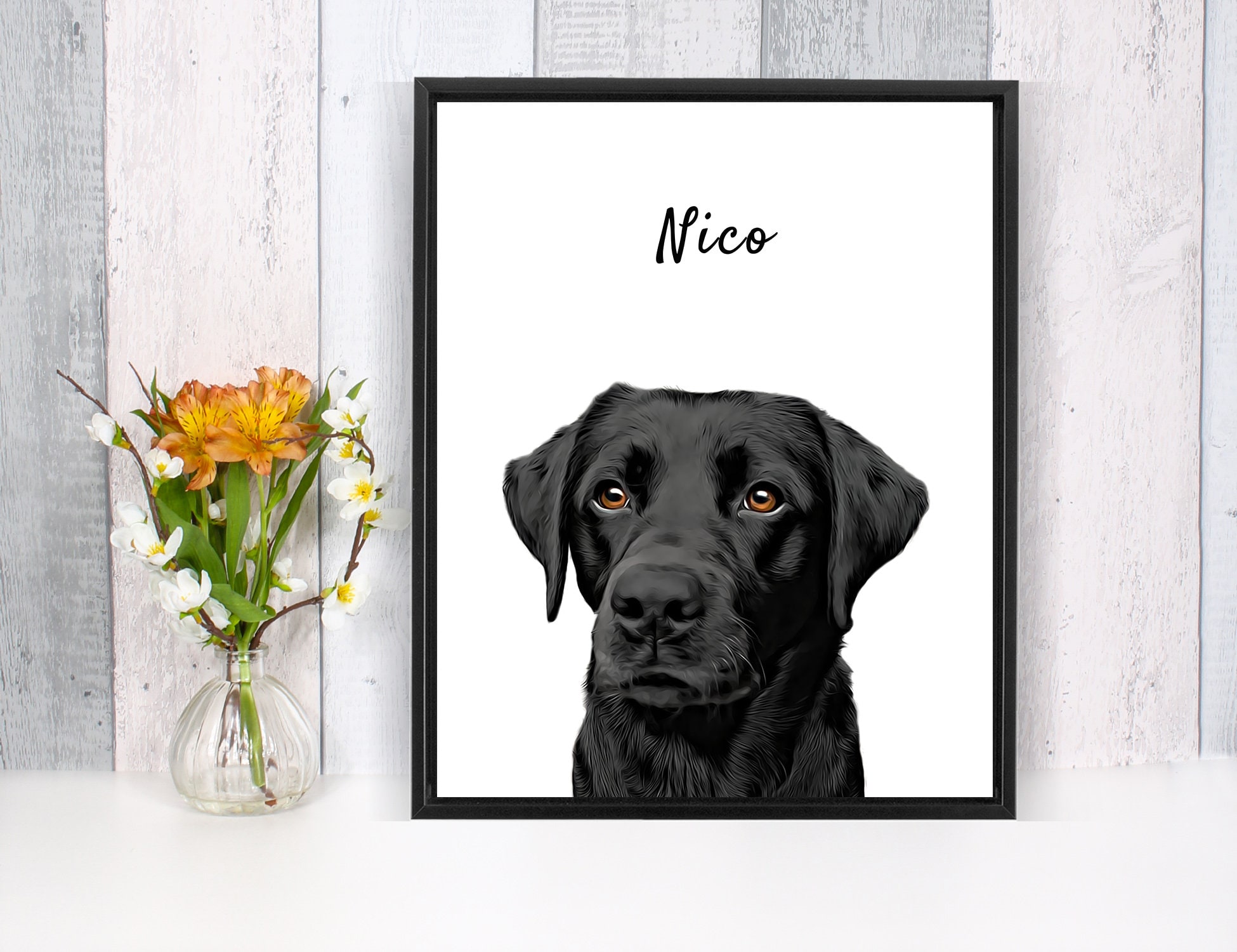 Custom Pet Portrait Printable Digital File | Digital Pet Portrait Print ...