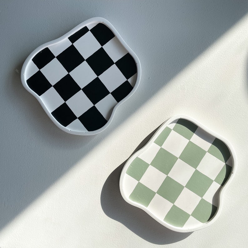Decorative Tray Jewelry Dish Catch All Tray Checkered - Etsy