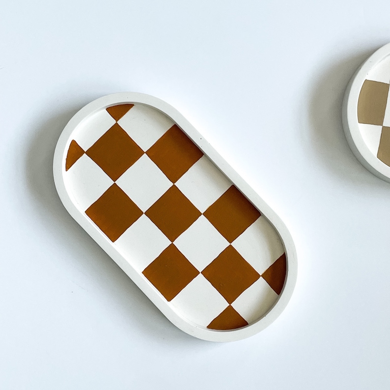Checkered Catch All Tray, Decorative Tray, Jewelry Dish, Trinket Tray ...