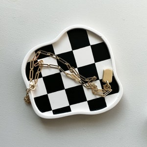 Decorative Tray, Jewelry Dish, Catch All Tray, Checkered Trinket Tray ...