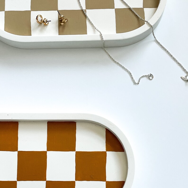 Checkered Catch All Tray, Decorative Tray, Jewelry Dish, Trinket Tray ...