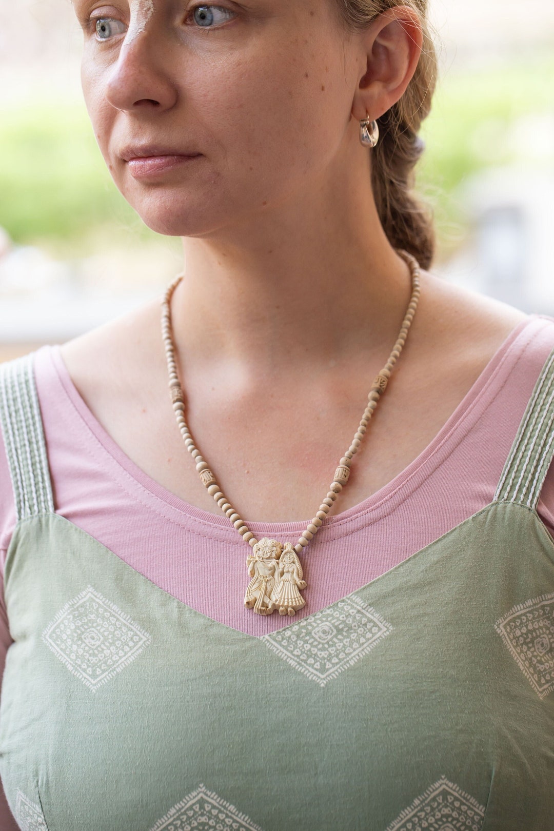 Shri Radha Krishna Handmade Tulsi Necklace Hare Krishna Kanthi Mala ...