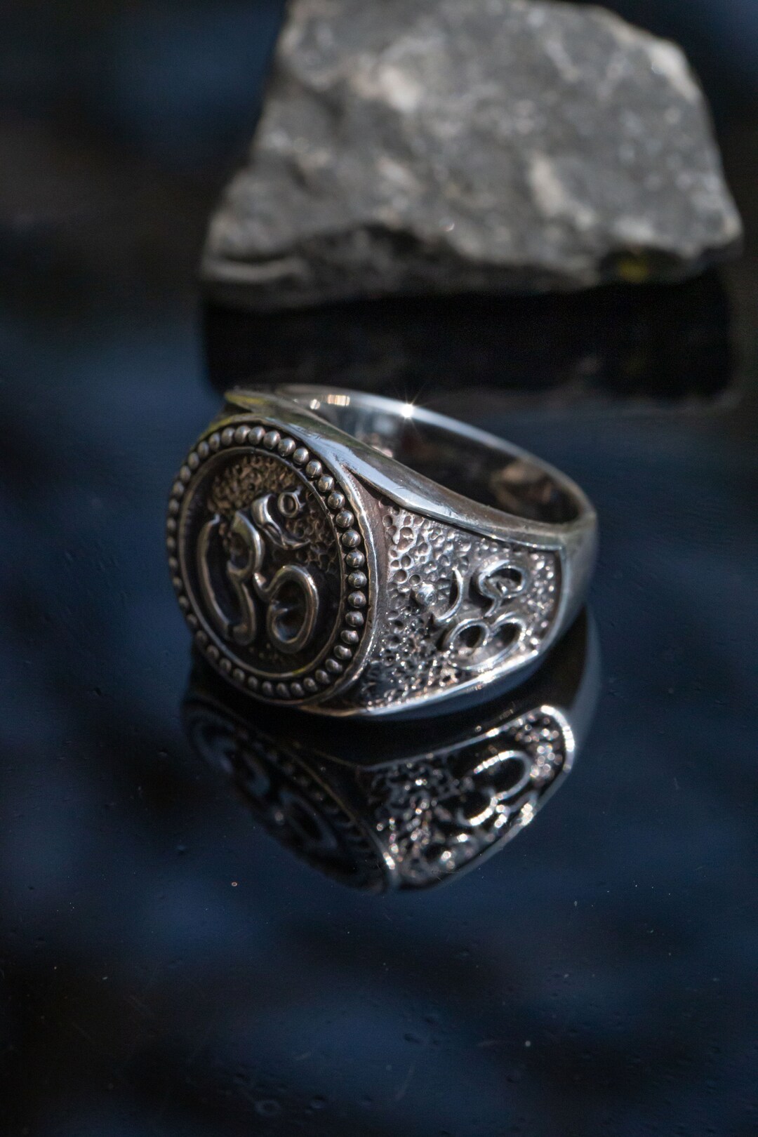 Om Silver Ring, Mahamantra Holy Names,pure Silver Ring. Sanskrit - Etsy