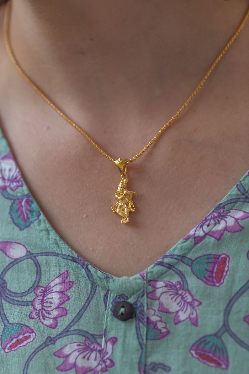 Lord Krishna / Govinda Gold Pendant 21 Karat .krishna Style - Etsy