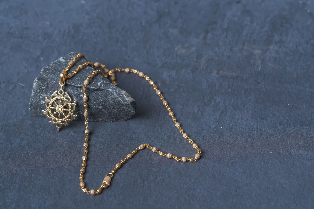 Amazing Gold Chakra Pendant With Tulasi Gold Mala,handmade Tulsi ...