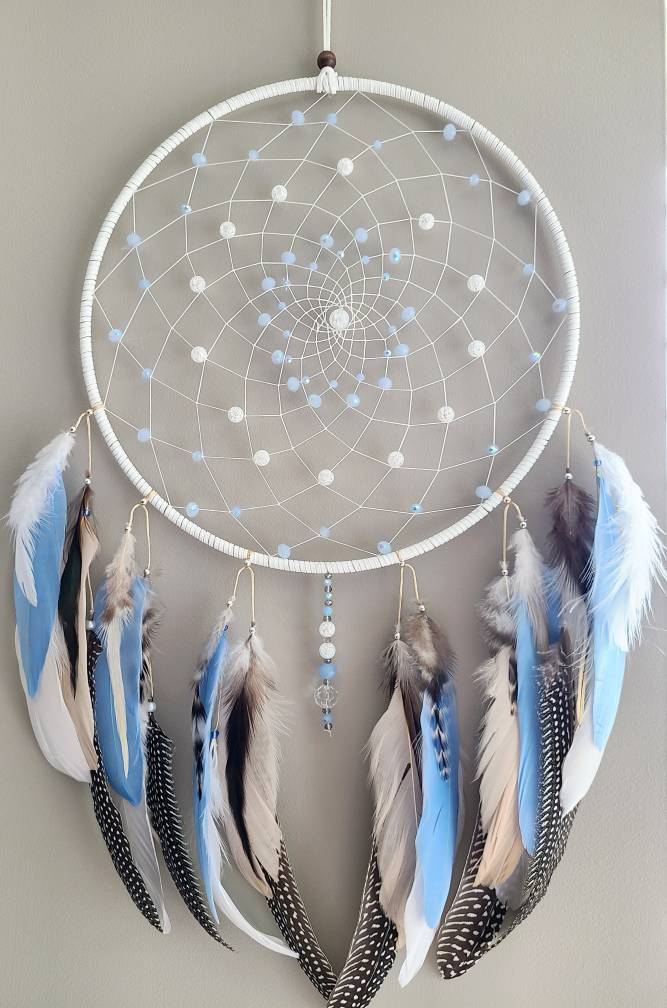 Native-canadian Blue Beaded Authentic Dreamcatcher. Boys Girls - Etsy