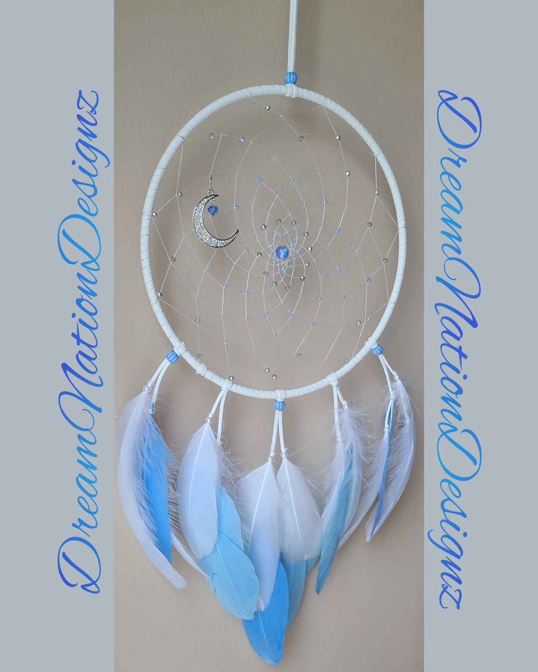 Authentic Native Canadian Handmade Dream Catchers. Large Blue Beaded ...