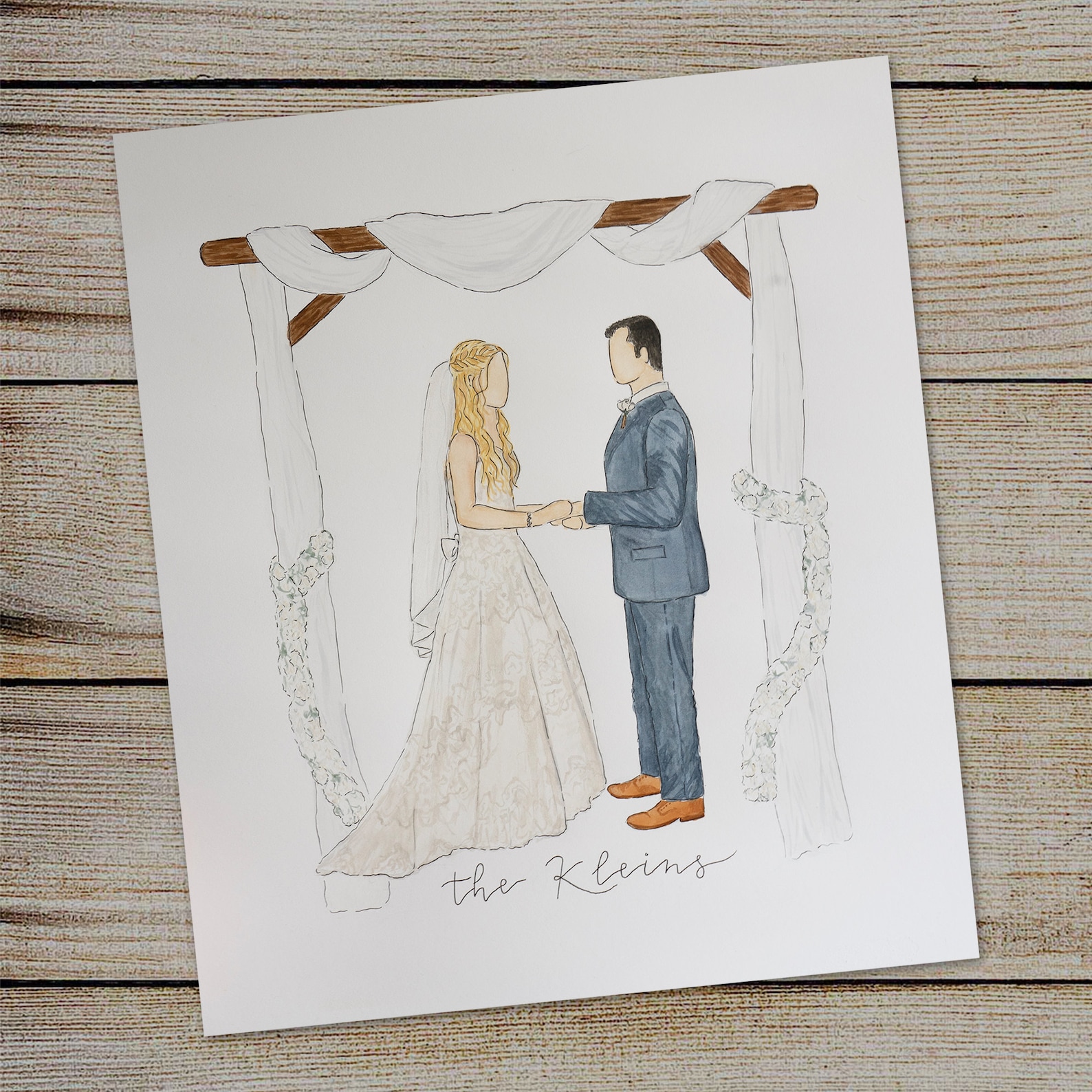 8x10 Custom Faceless Watercolor Portraits with Background / | Etsy