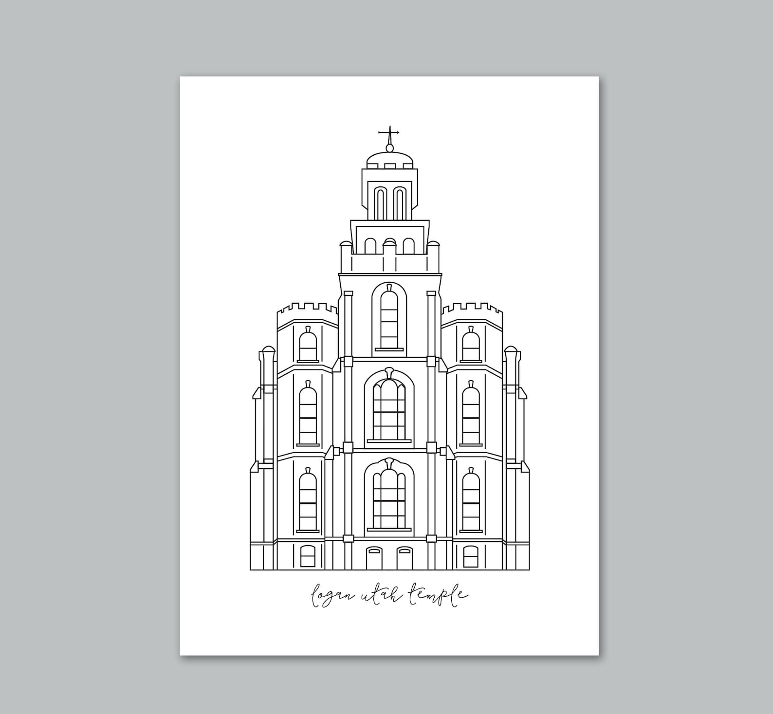 Logan Utah Temple Print / Logan Temple Line Art / Logan Temple | Etsy