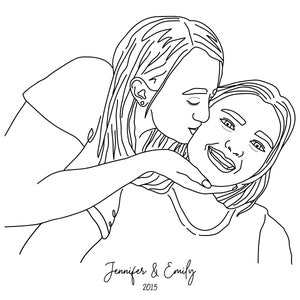 Custom Line Art Portrait DIGITAL / Personalized Line Art - Etsy