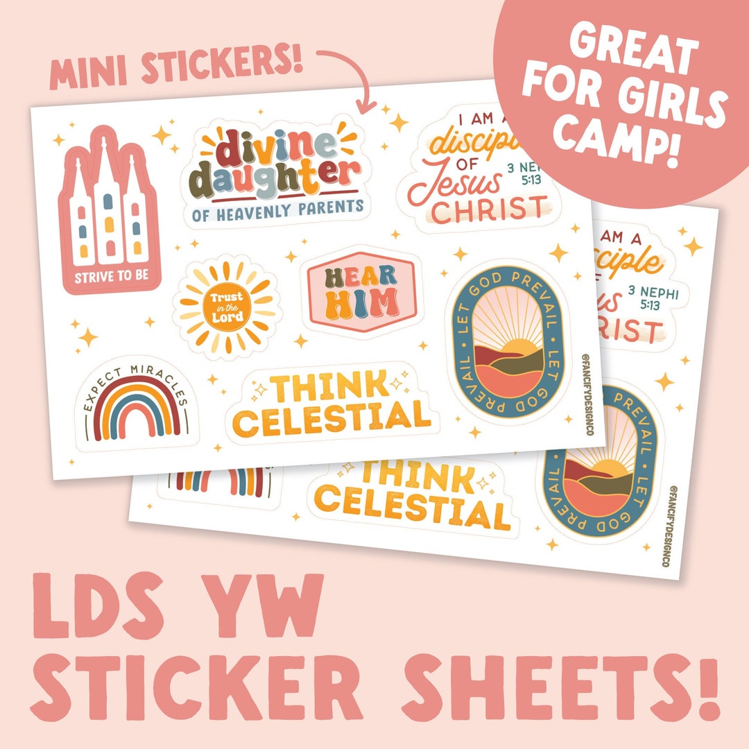 LDS Young Women Sticker Sheets LDS Girls Camp Stickers Stickers for ...
