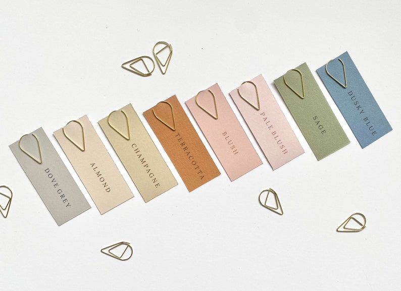 Menu Name Tag - Wedding Name Card - With - Gold Teardrop Clip - Place ...