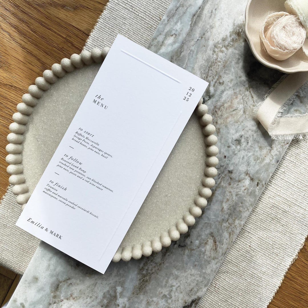 Luxury Embossed Menu Card, Wedding Place Card, Table Setting - Etsy