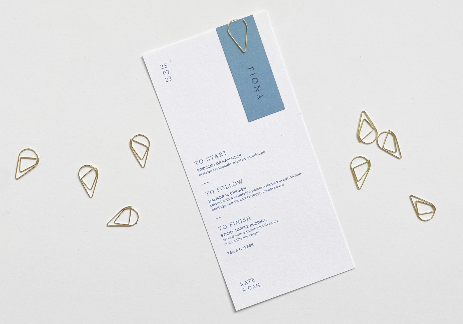 Menu Name Tag Wedding Name Card With Gold Teardrop Clip - Etsy UK