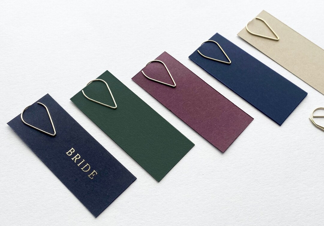 Gold Foil Menu Name Tag - Wedding Name Card - With - Gold Teardrop Clip ...