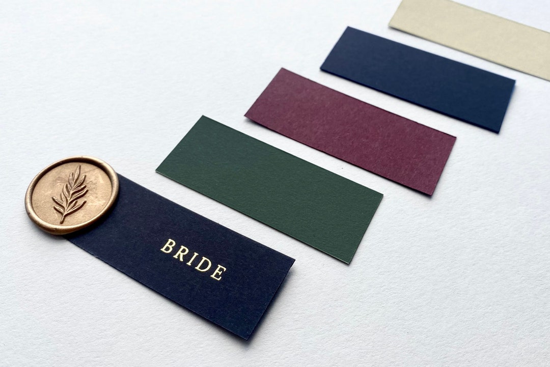 Gold Foil Menu Name Tag - Wedding Name Card - With - Gold Wax Seal ...