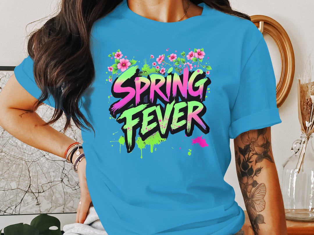 Colorful Spring Fever Graphic Tshirt, Floral Splash Summer Tee, Vibrant ...