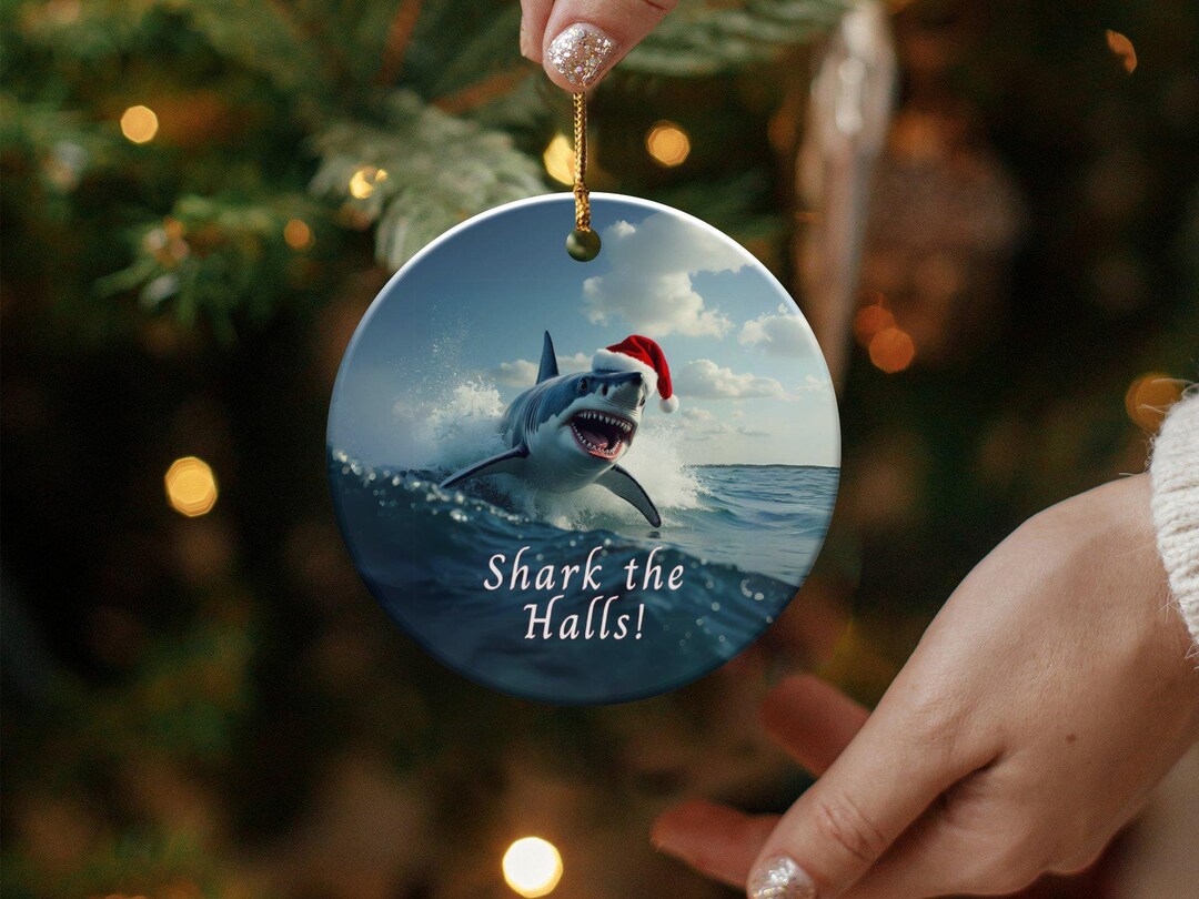 Shark Lover Gift, Shark the Halls Ornament, Unique Nautical Sea Life ...