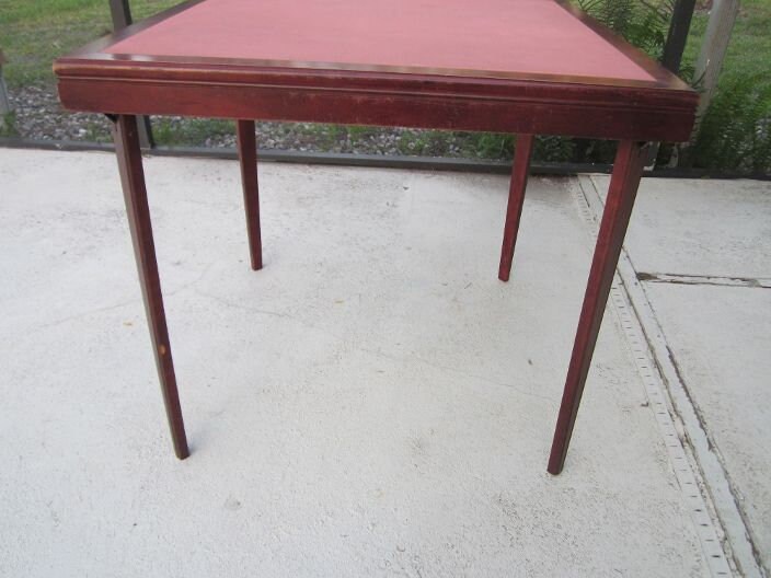 Vintage Mid-century Stakmore Card Table With 4 Stakmore Folding Cane ...