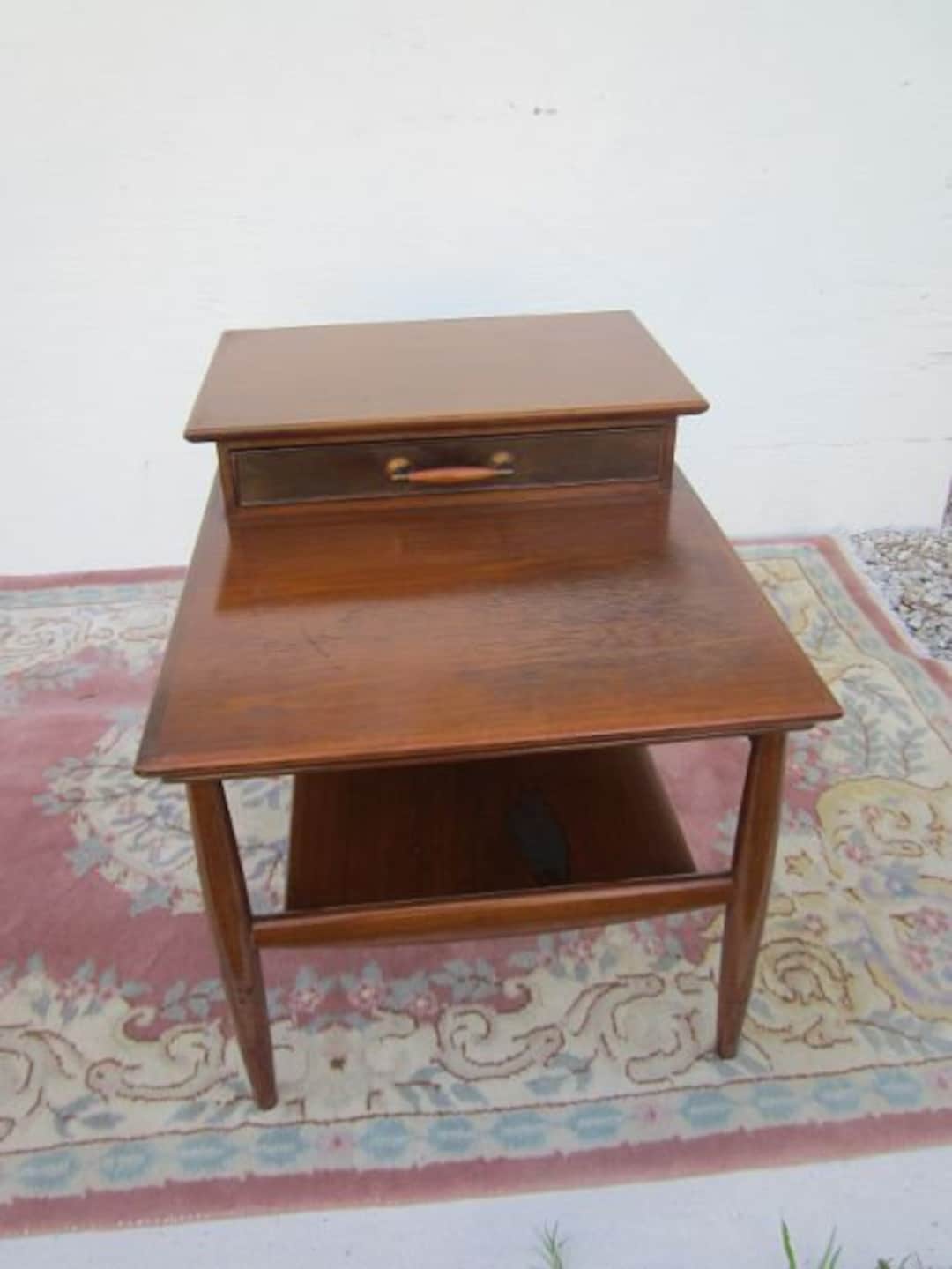 Vintage Mersman Style Wood End Table One Drawer 2 Tier 1960s Shipping ...