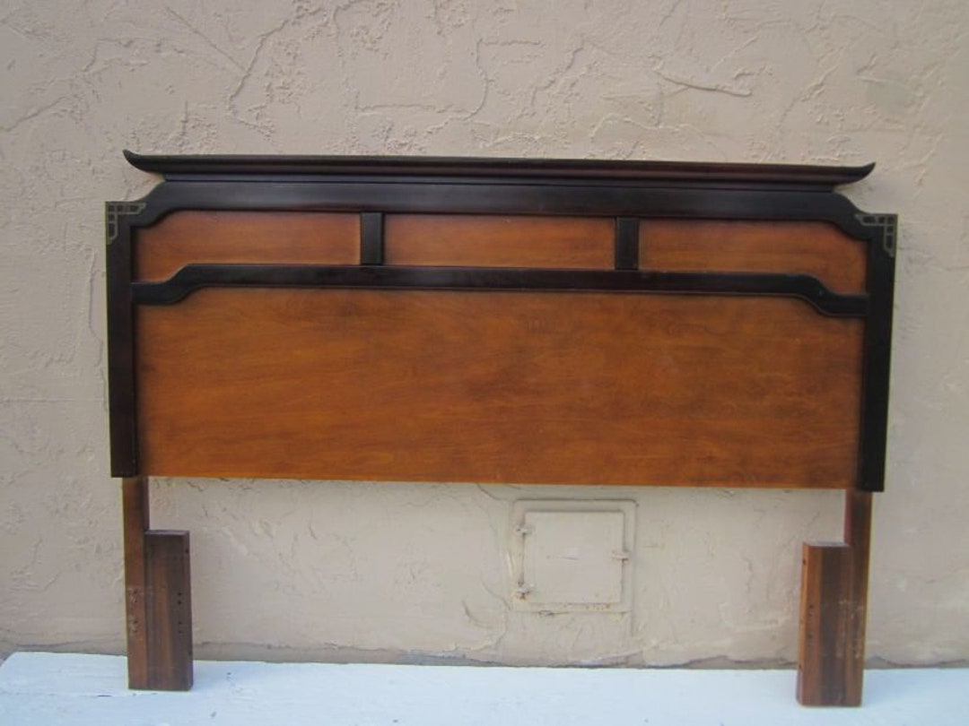Pagoda Asian Oriental Chinoiserie Style Queen Headboard With Brass ...