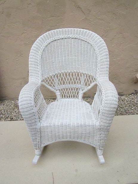 Vintage White Wicker Rocking Chair No Cushion - Etsy