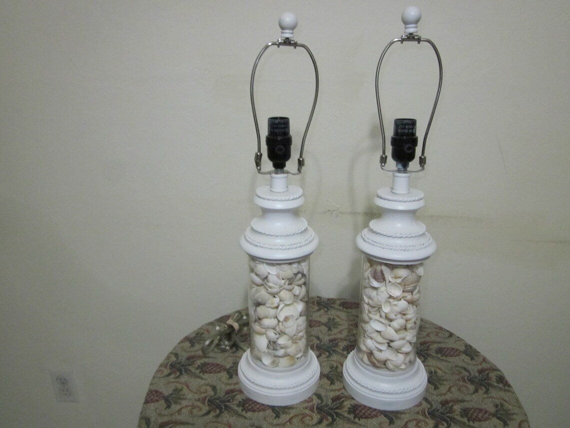 Sea Shell Table Lamp With Shade Tropical Style Set of Two - Etsy