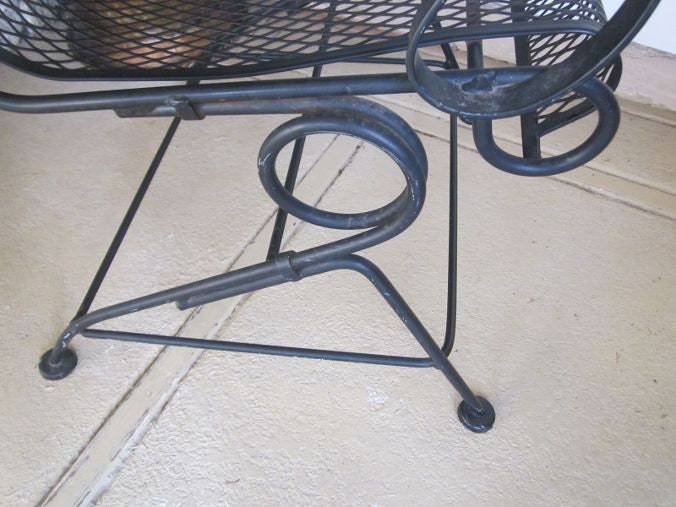 Russell Woodard Style Sculpture Wire Spring Recliner Patio Chair Black ...