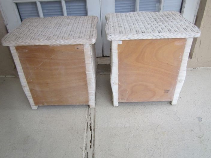 Pier One Wicker Rattan Nightstand Jamaica Collection Two Drawer Set of ...