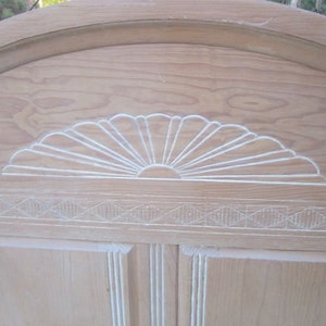 Vintage White Wash Wood Queen Headboard Foot Board Santa Fe Style ...