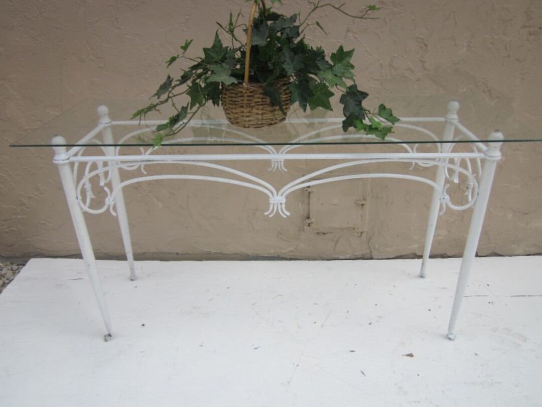 Metal Foyer Table White Color Glass Topshipping is Not Free - Etsy