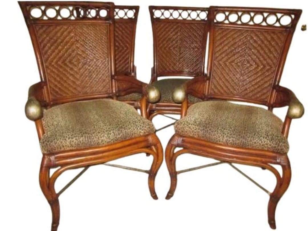 Tommy Bahama Style Dining Chair Upholstered Seat Set of 4 - Etsy