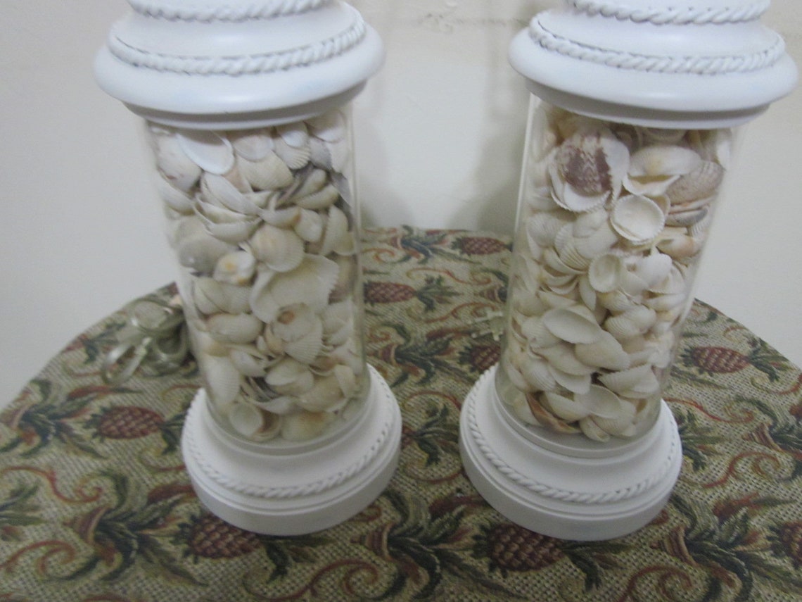 Sea Shell Table Lamp With Shade Tropical Style Set of Two - Etsy