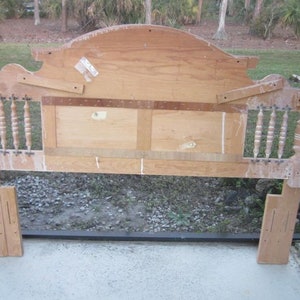 Vintage White Wash Wood Queen Headboard Foot Board Santa Fe Style ...