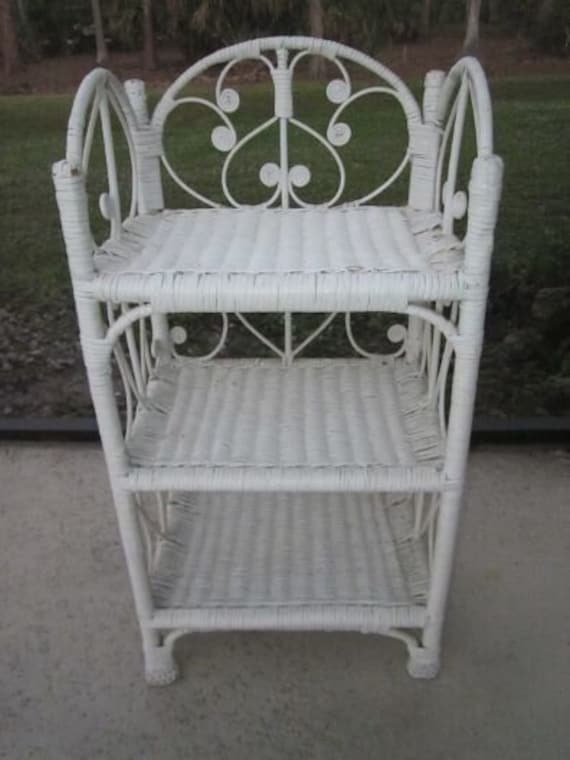 White wicker shelving unit store