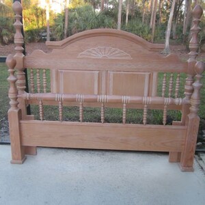 Vintage White Wash Wood Queen Headboard Foot Board Santa Fe Style ...