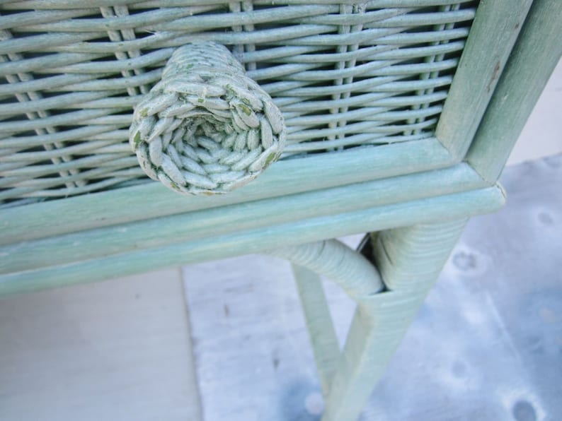 Wicker Desk 4 Drawer Coastal Style Green Color Shipping is Not Free - Etsy