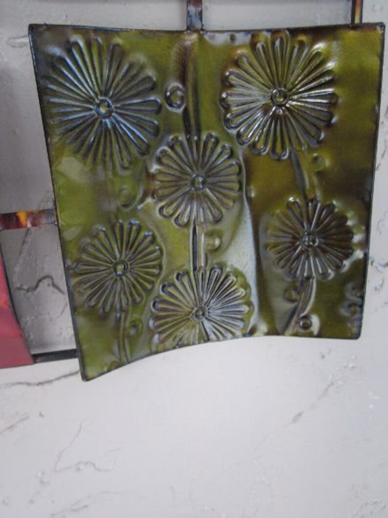 Square Multi Colored Metal Wall Hanging Decor Plaque Abstract - Etsy