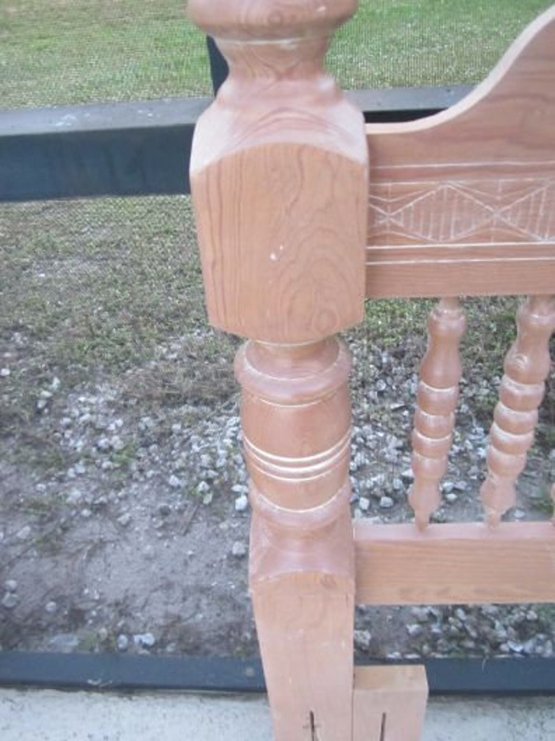 Vintage White Wash Wood Queen Headboard Foot Board Santa Fe Style ...