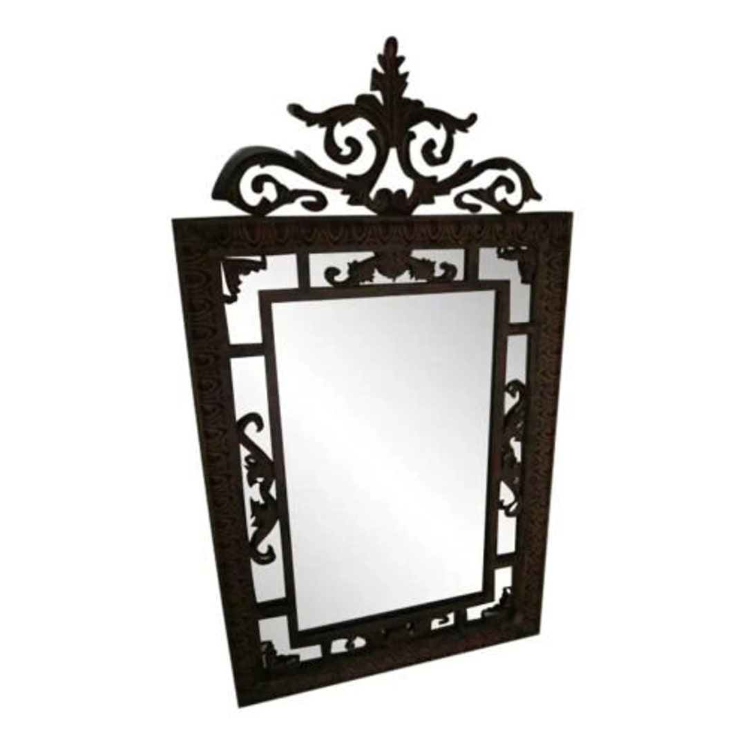 Antique French Decorative Wall Mirror Beveled Metal Frame Shipping is ...