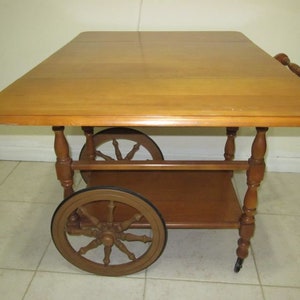 Vintage Cart Bar Maple Colonial Early American Drop Leaf Bar Cart Tea ...