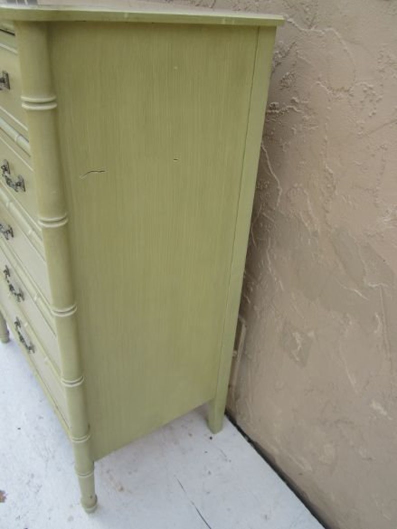 Hollywood Regency Henry Link Bali Hai Chest 5 Drawer Original Sage ...
