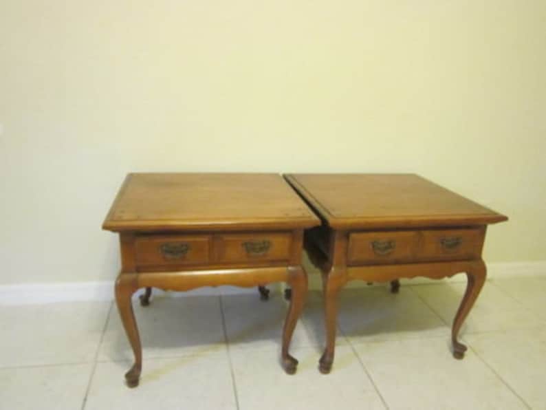 Colonial Maple End Tables Solid Wood One Drawer by Spragues Carleton ...