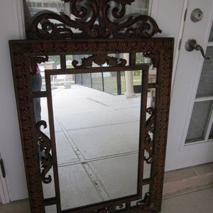Antique French Decorative Wall Mirror Beveled Metal Frame Shipping is ...