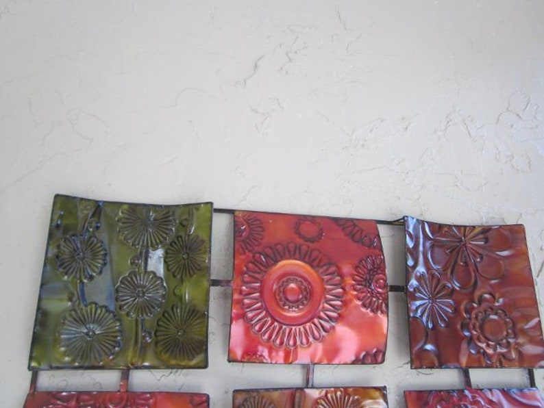 Square Multi Colored Metal Wall Hanging Decor Plaque Abstract - Etsy